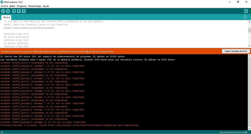 No puedo cargar sketch a mi arduino - Español - Arduino Forum