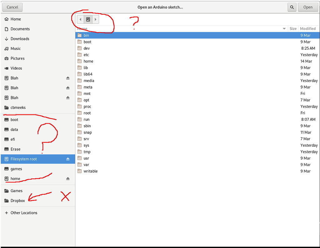 Cannot change sketch location in Fedora 35 - IDE 1.x - Arduino Forum