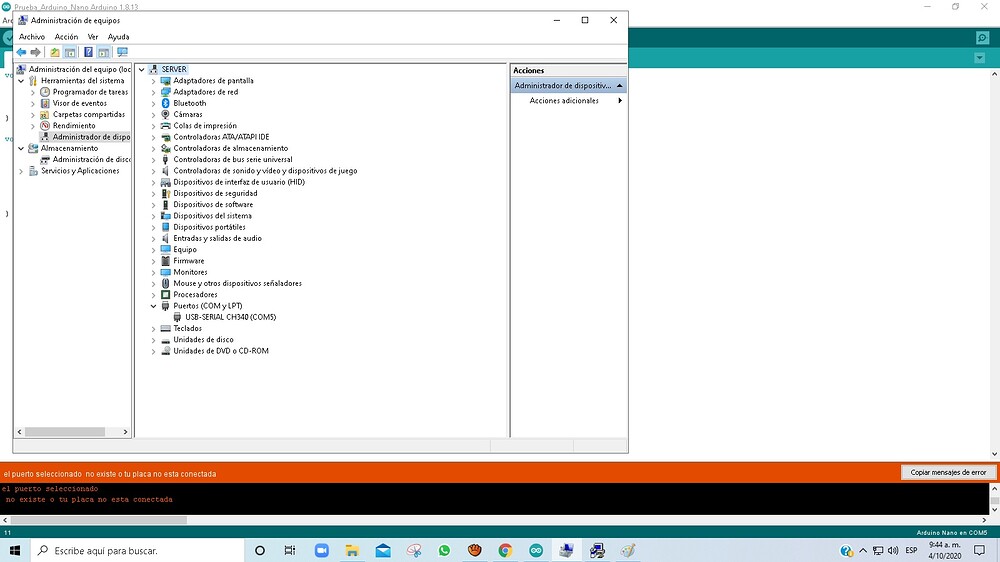 Compre un Arduino Nano y al momento de subir un Sketch me salió error que hacer? - Software ...