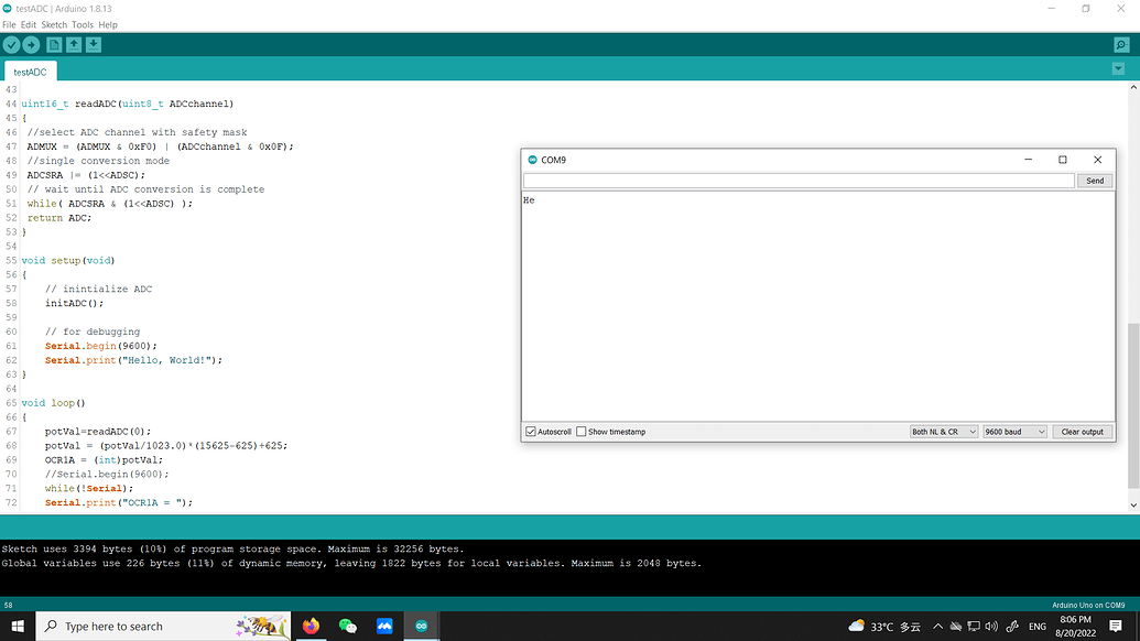 Initialize ADC conflict with Serial.print() - Programming - Arduino Forum