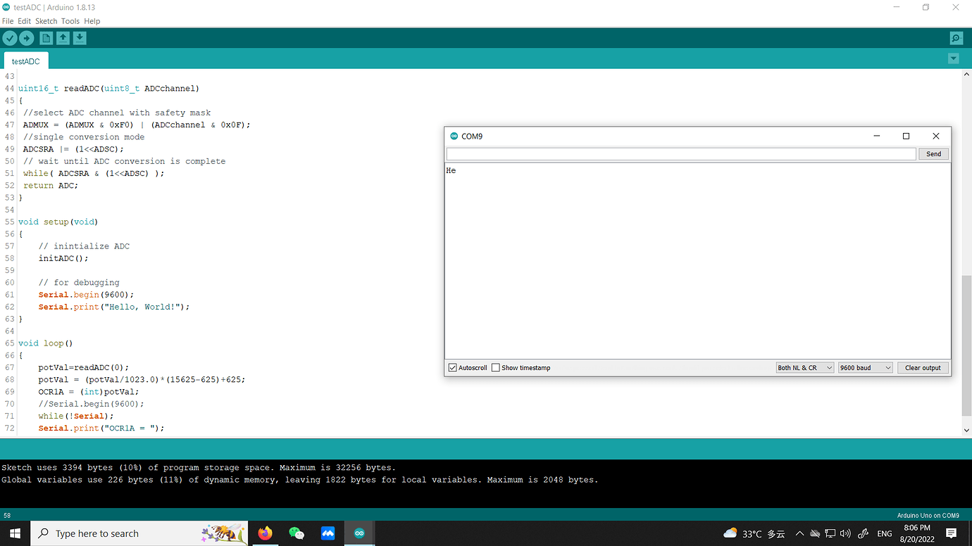Initialize ADC conflict with Serial.print() - Programming - Arduino Forum