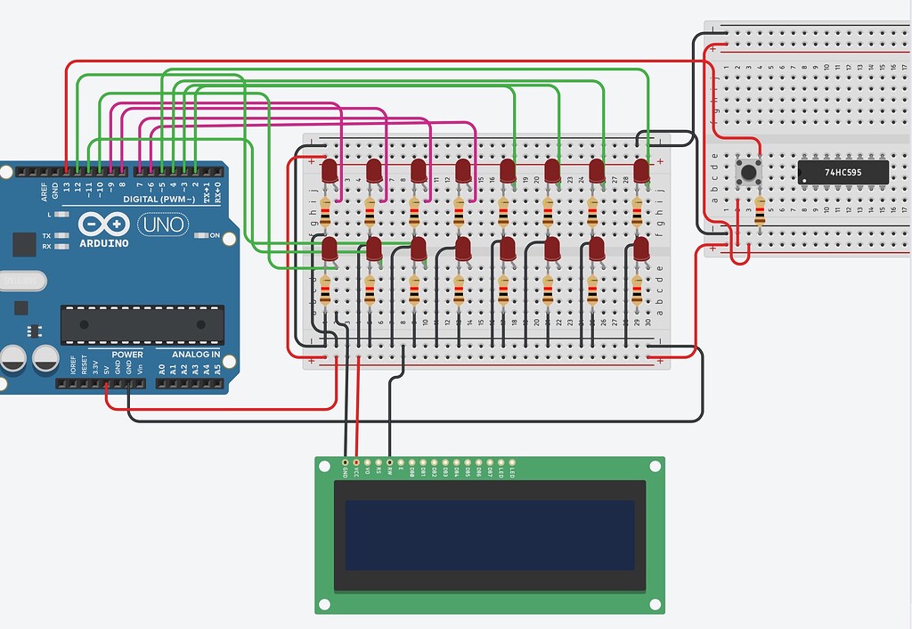 Random 16 LED's, just 8 will turn on and their representation in binary ...