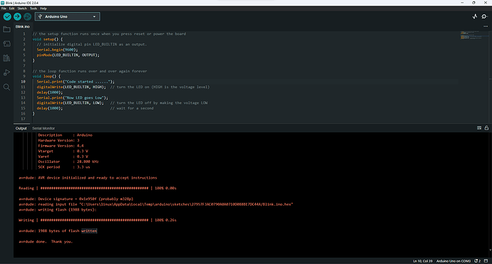Simple blink code or any other code not running in my UNO - IDE 1.x - Arduino Forum