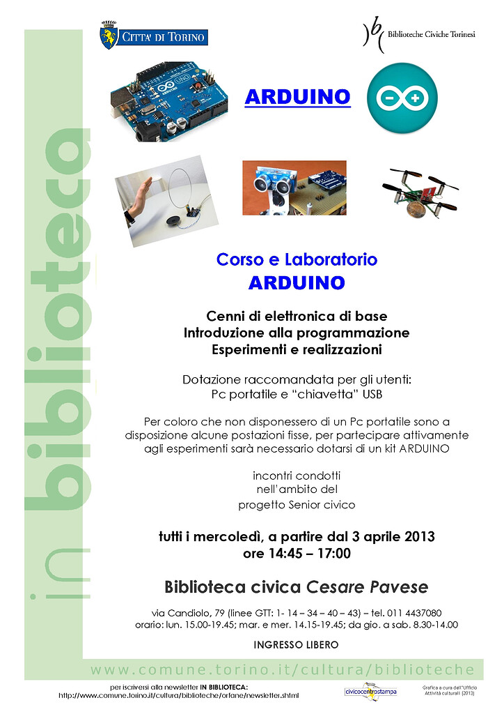 Corso Laboratorio Arduino gratuito a Torino presso Biblioteca Pavese ...