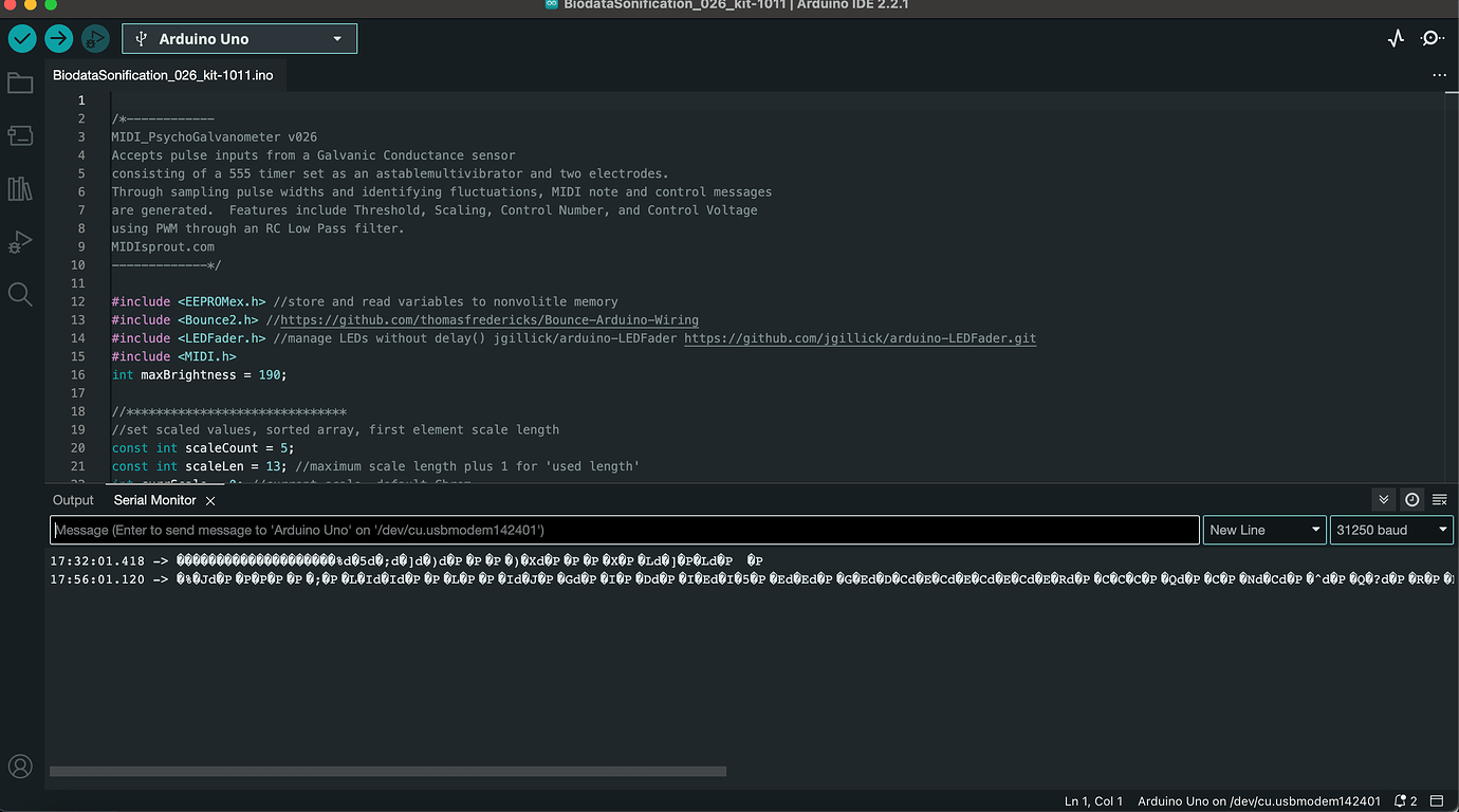 Biodata sonification/ MIDI Signal Broken Phenomenon - Audio - Arduino Forum