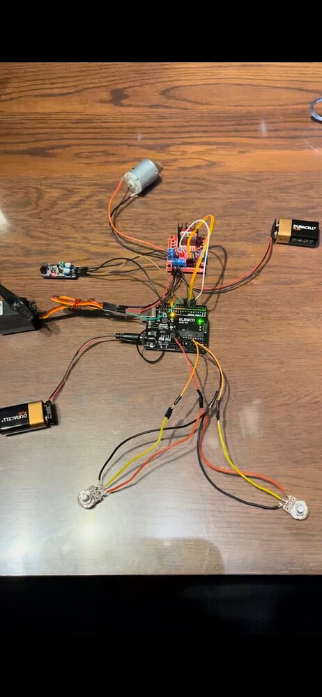 Potentiometers Controlling Motor And Servo While Motor Out Put Is Shown On Oled Screen
