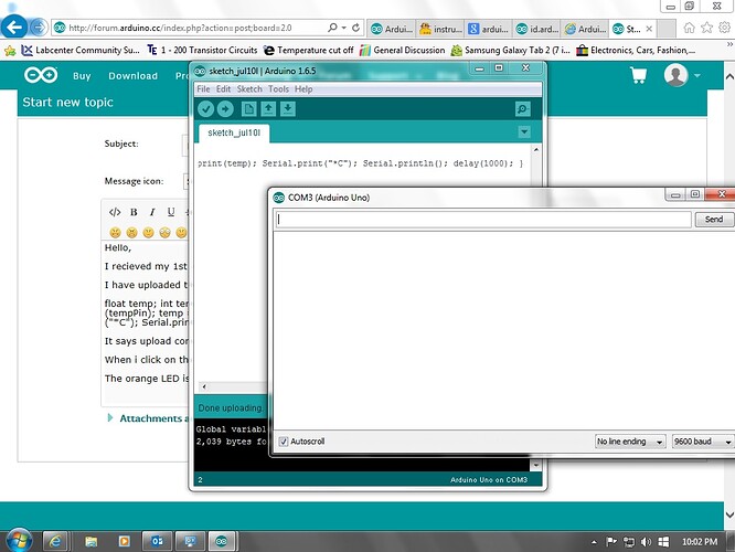 LM35 No temp read out - Programming - Arduino Forum
