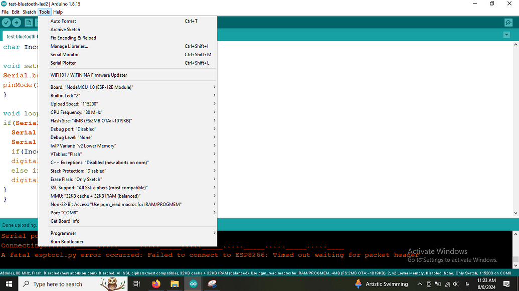 Failed to connect to ESP8266 - General Guidance - Arduino Forum