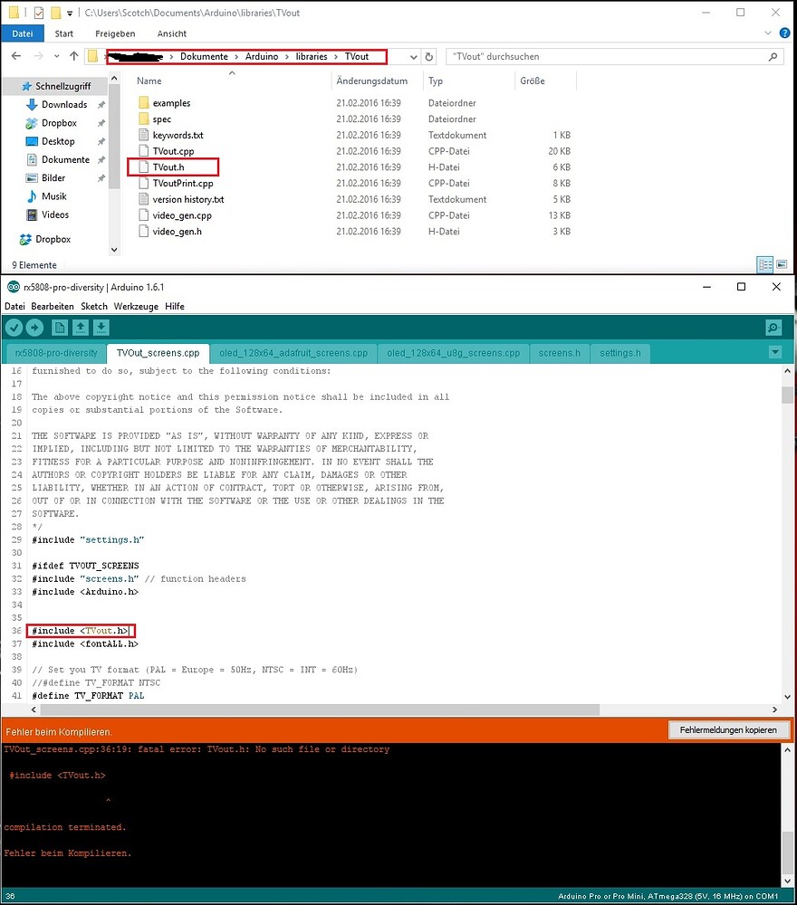 TVout fatal error: TVout.h: No such file or directory - Deutsch - Arduino Forum