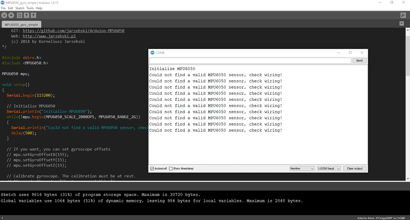 MPU6050 Doesnt get detected - Sensors - Arduino Forum