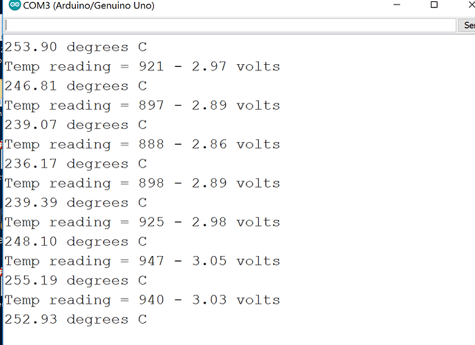 TMP-36 Strange Temperature Reading - Arduino Uno R3 - General Electronics - Arduino Forum