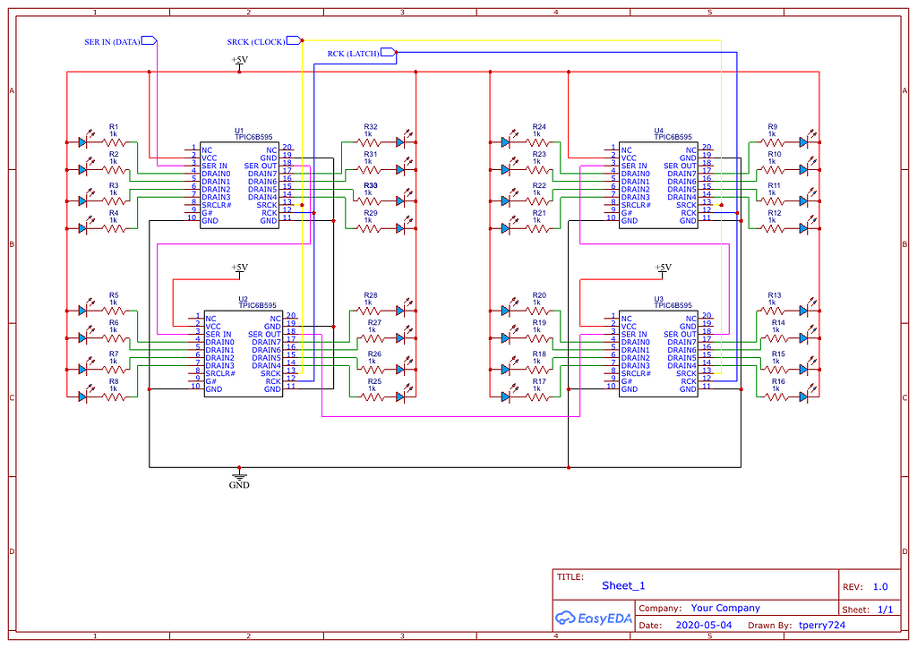 TPIC6B595 wirinig for daisy chain - Programming - Arduino Forum