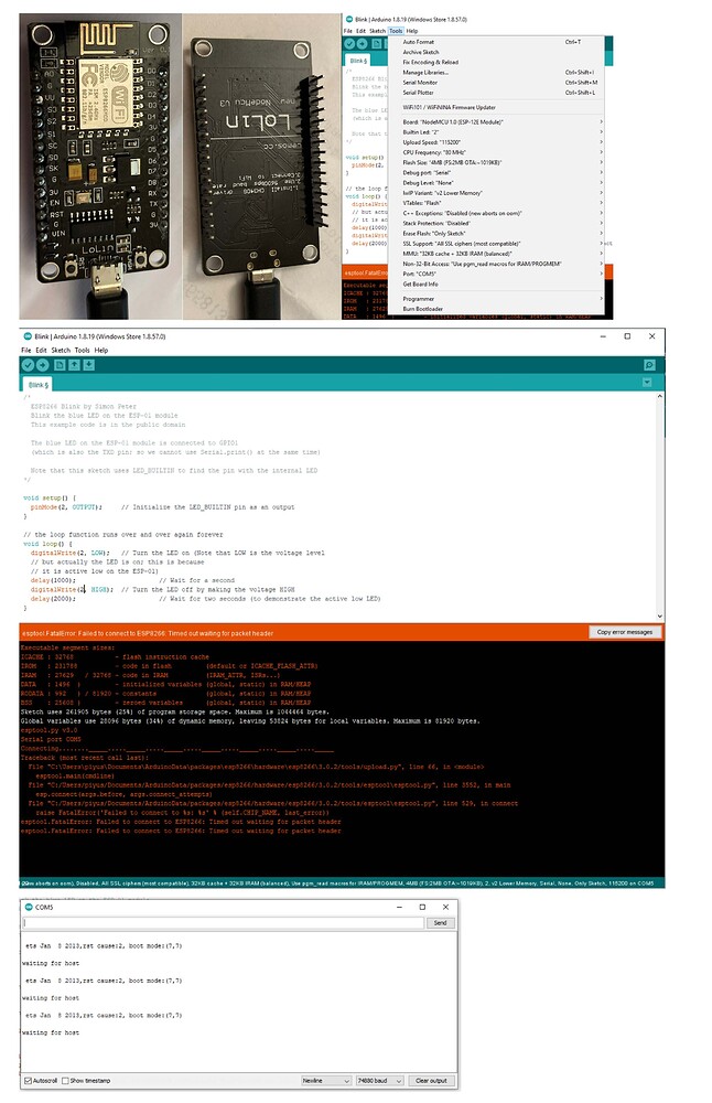 ESP8266 upload problem - 3rd Party Boards - Arduino Forum