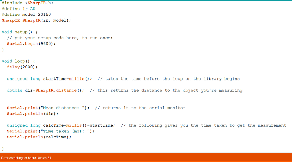 Nucleo - 64 F103RB with Sharp sensor - 3rd Party Boards - Arduino Forum