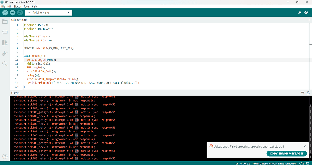 Error when uploading my sketch - Uploading - Arduino Forum
