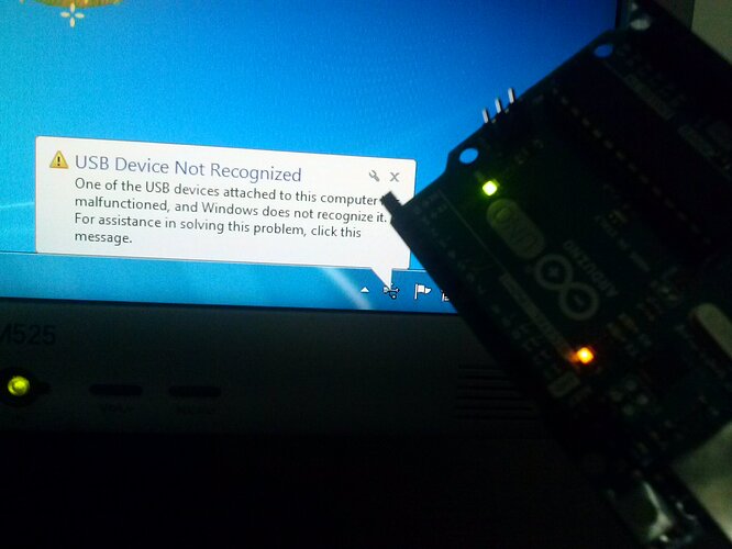 It says "USB Device not recognized" - IDE 1.x - Arduino Forum