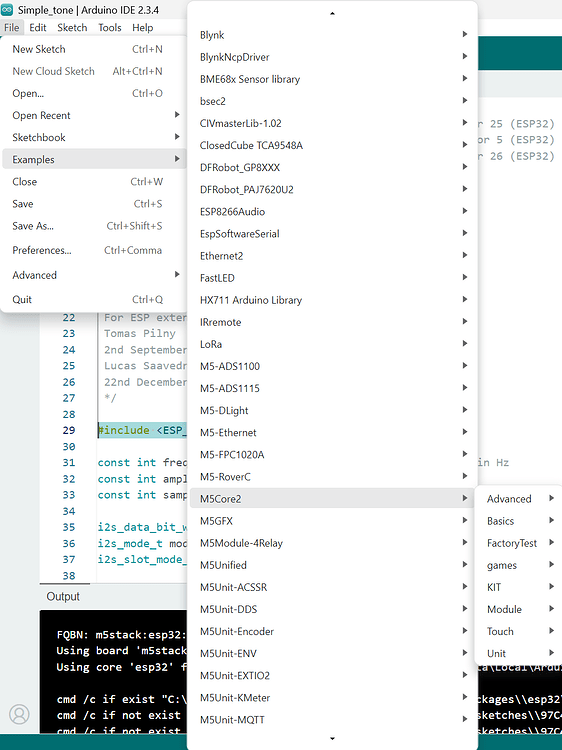 Can't find Arduino M5core2 Sound example - Programming - Arduino Forum