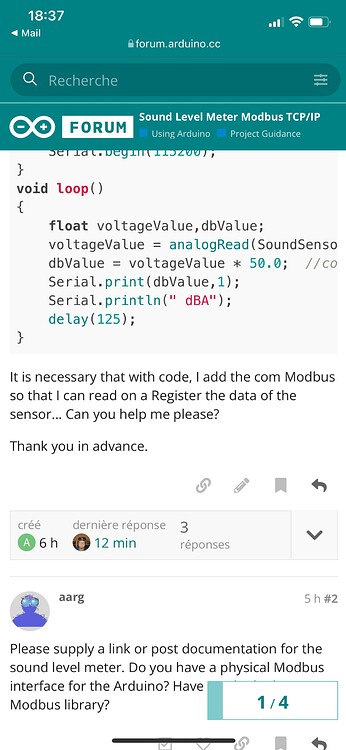 Sound Level Meter Modbus TCP/IP - General Guidance - Arduino Forum