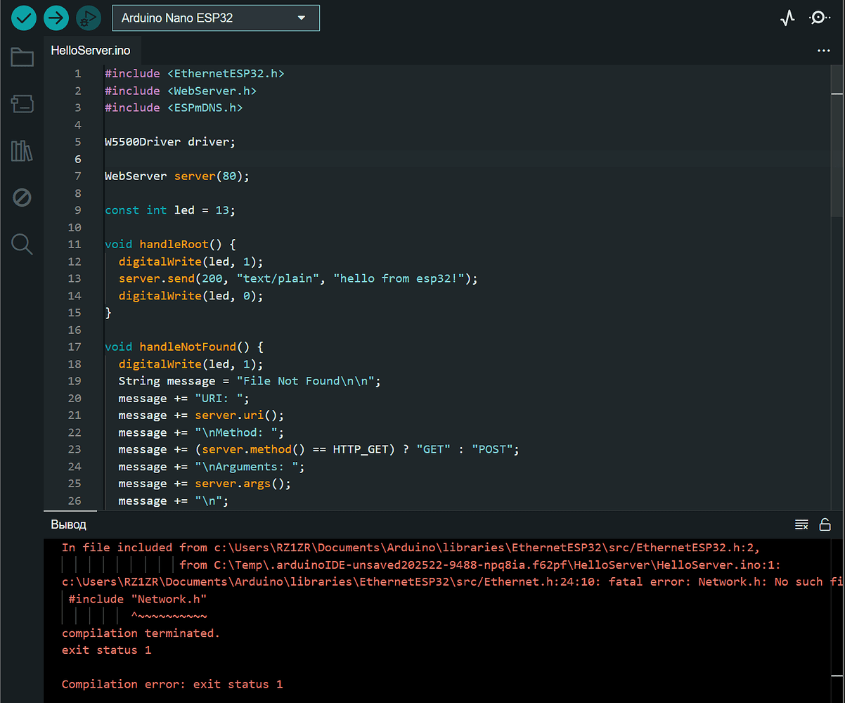 Arduino Nano ESP32 does not compile Ethernet sample files - Nano ESP32 - Arduino Forum