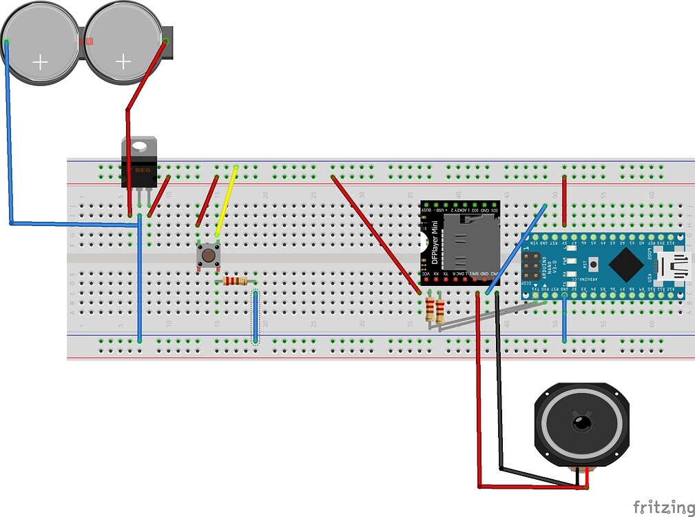 How to add an external supply into nano board with dfplayer mini ...