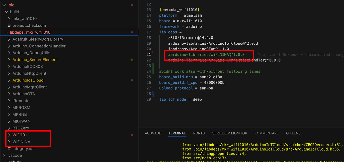 PlatformIO: Can't build ArduinoCloudIoT on MKR WiFi1010 - Cloud IoT - Arduino Forum