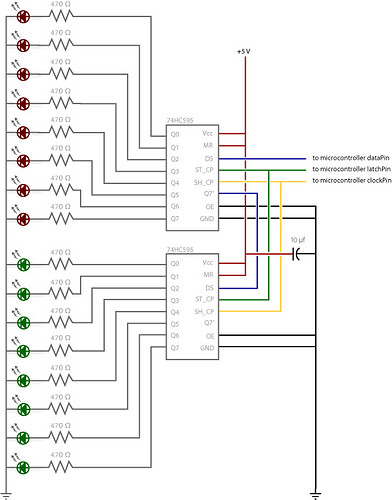 16 LEDs kontrolliert ein- und ausschalten über ein Schieberegister - Deutsch - Arduino Forum