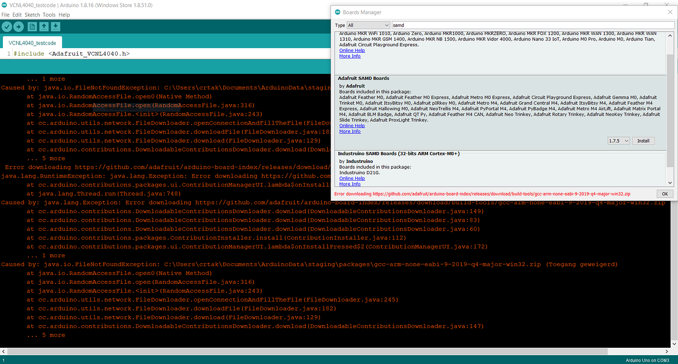 Error trying to install adafruit SAMD - IDE 1.x - Arduino Forum