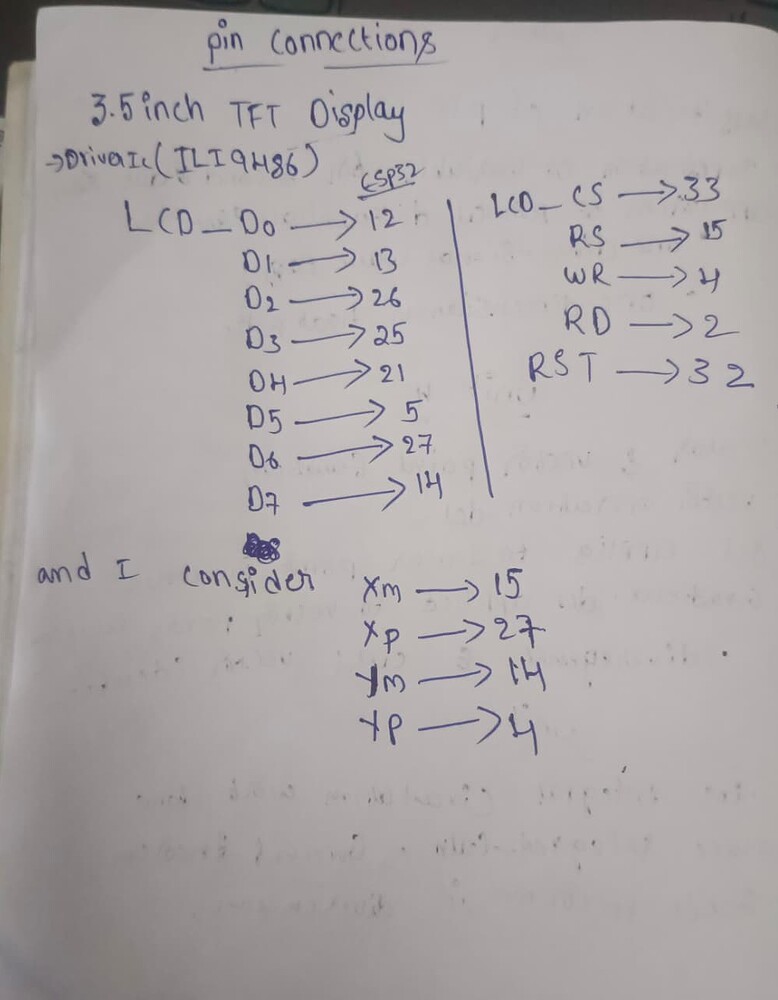 Stuck at no touch in ESP32 devkit and ILI9486 3.5 inch tft display - Displays - Arduino Forum