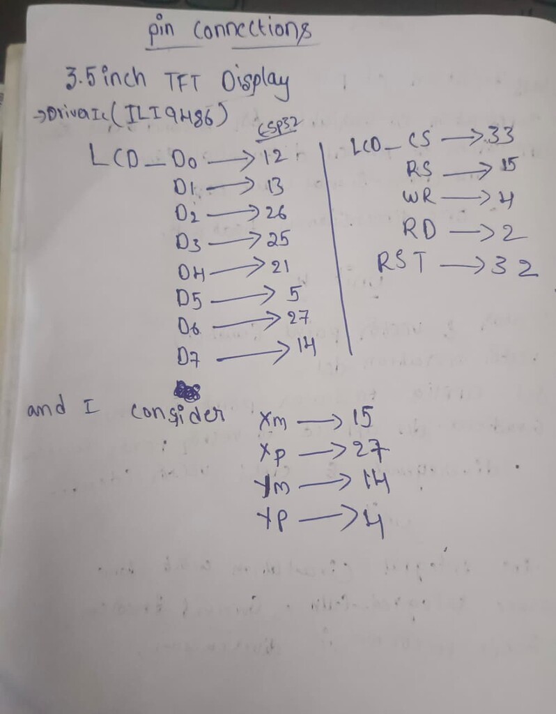 Stuck at no touch in ESP32 devkit and ILI9486 3.5 inch tft display - Displays - Arduino Forum