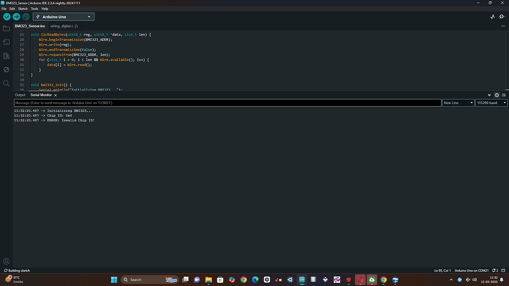 BMI323 sensor not detected - Sensors - Arduino Forum