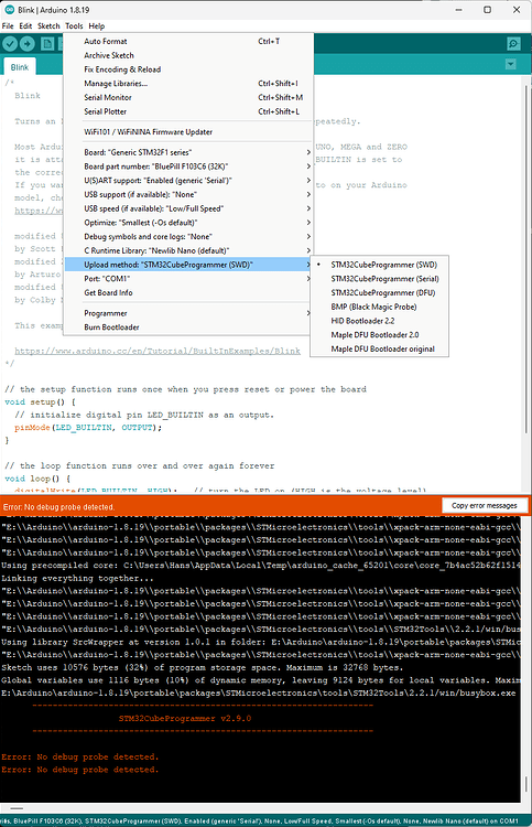 Failed to upload to STM32F407V using STLink - 3rd Party Boards - Arduino Forum