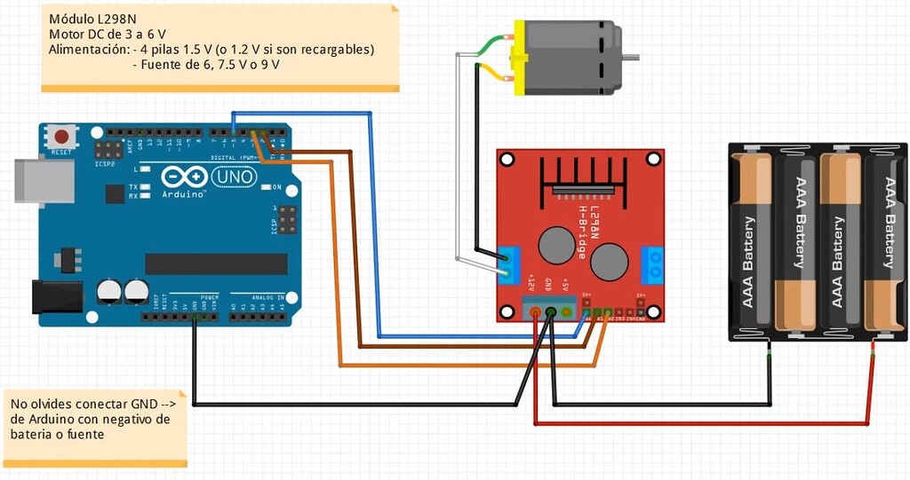 Ejercicio con modulo L298N, no ejecuta ninguna instrucción - Español - Arduino Forum