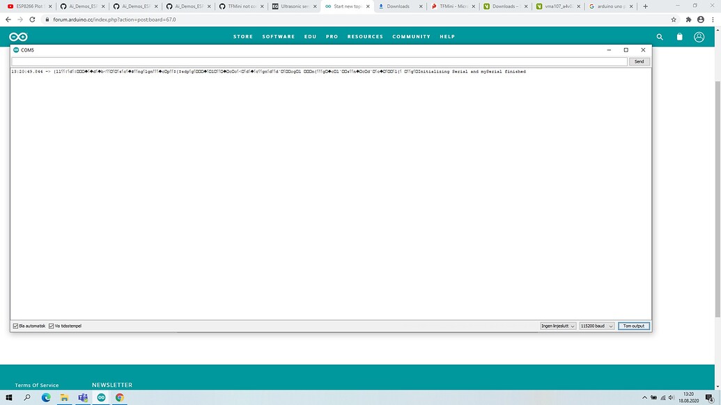 NodeMCU V2 and TFmini lidar ; issues with receiving sensor data - 3rd Party Boards - Arduino Forum