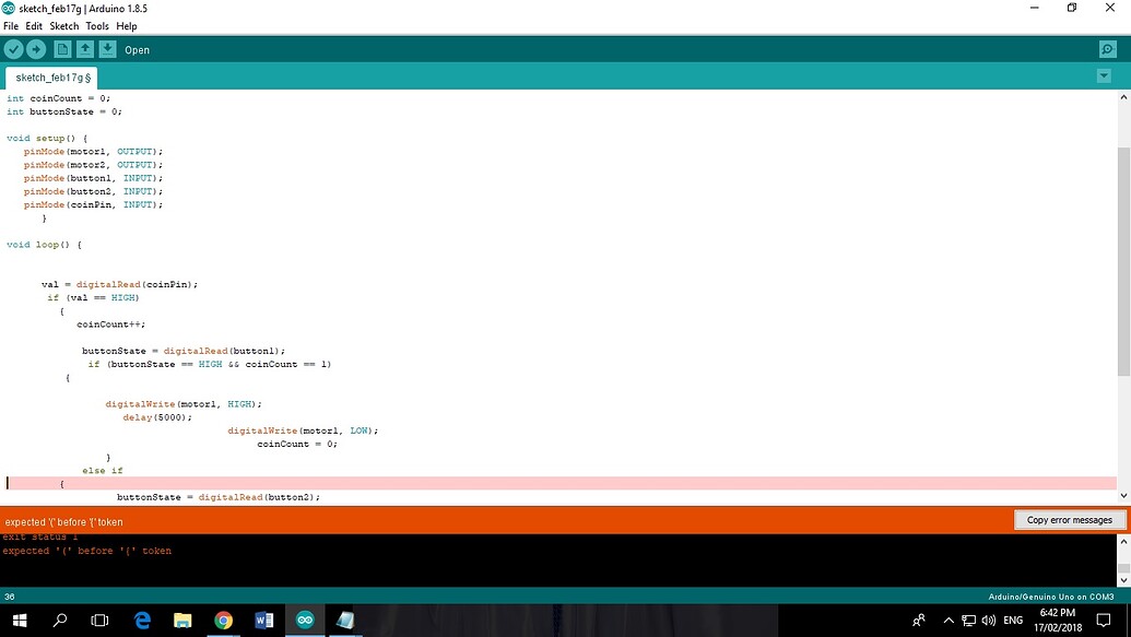 Solution for: exit status 1 expected '(' before '{' token - Programming ...
