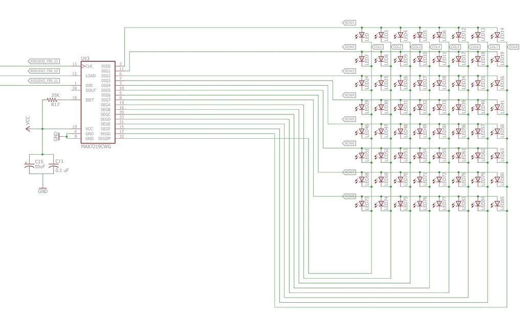 MAX7221 No output to LED Matrix - LEDs and Multiplexing - Arduino Forum