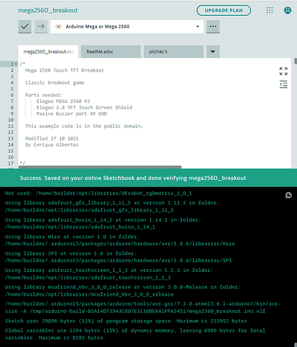 Mega 2560 Touch Breakout Game Errors - LEDs and Multiplexing - Arduino Forum