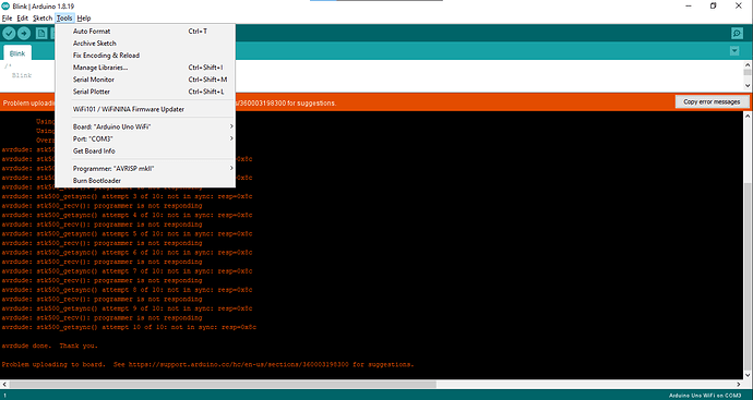 "UNO+WiFi" board: Upload fails and RX led always on - Uploading - Arduino Forum