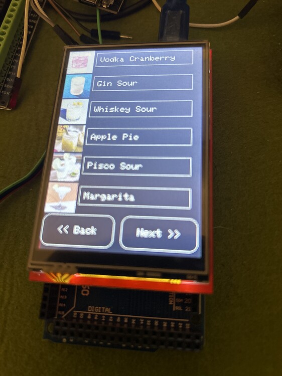 TFT touch screen menu - Cocktail Maker - Displays - Arduino Forum