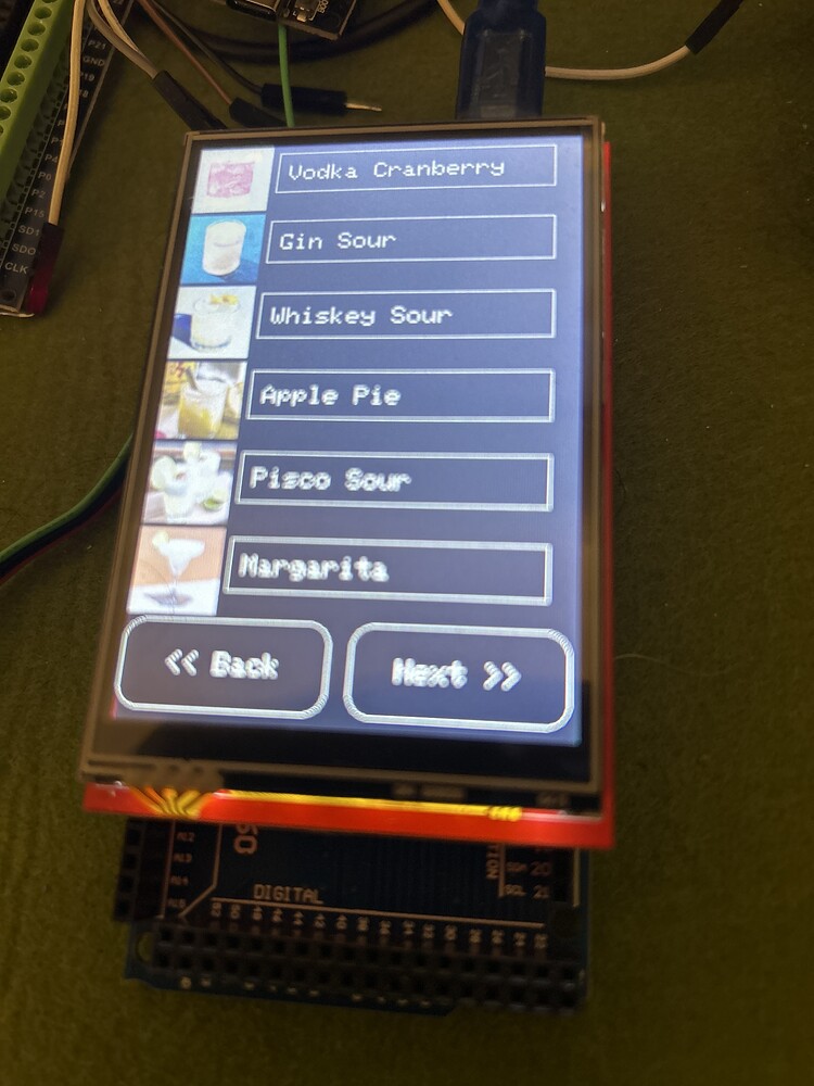 TFT touch screen menu - Cocktail Maker - Displays - Arduino Forum
