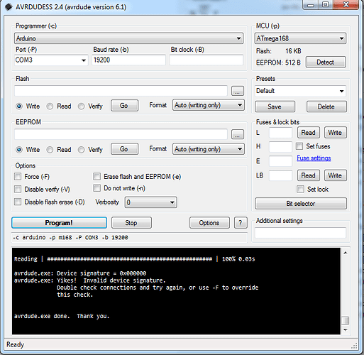 Arduino UNO ISP su ATMega168-MU: Device signature = 0x000000 - Hardware - Arduino Forum