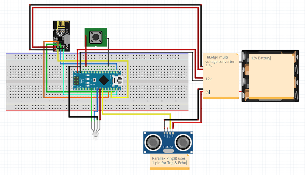 Powering Nano project with nRF24 + Ultrasonic Distance Sensor - General Electronics - Arduino Forum