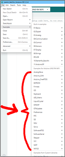Help with UNO R4 WiFi examples - IDE 2.x - Arduino Forum