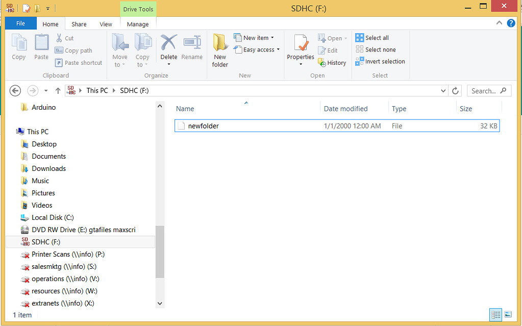 SD.mkdir produces file not folder? - Programming - Arduino Forum