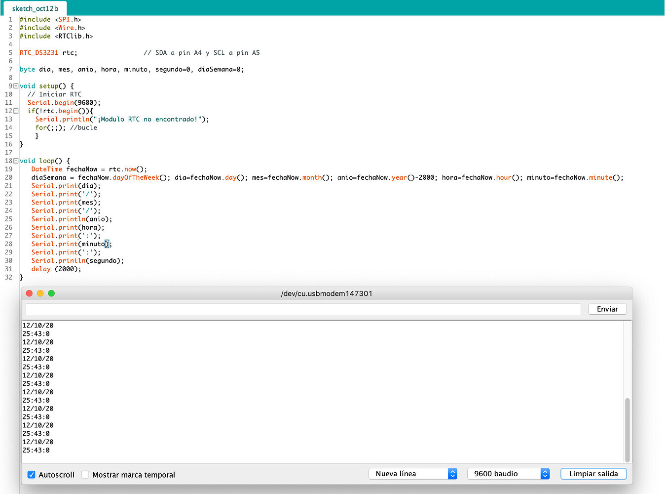 PROBLEMA RTC DS3231 - Software - Arduino Forum
