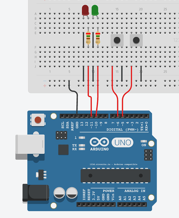 arduino programmering leds AND / OR bediening met drukknoppen - Nederlands - Arduino Forum