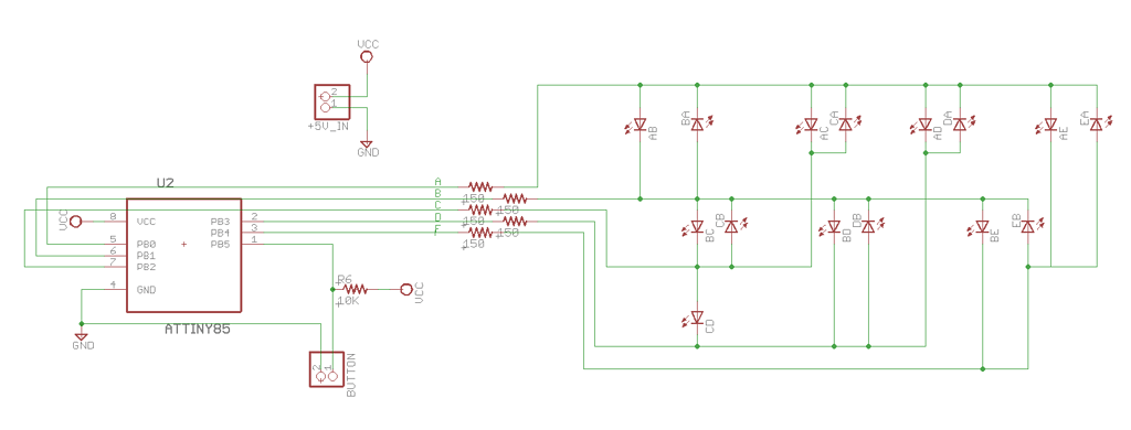 Simple reflex game WIP, 15 LED and one button with ATTinyx5 - Showcase ...