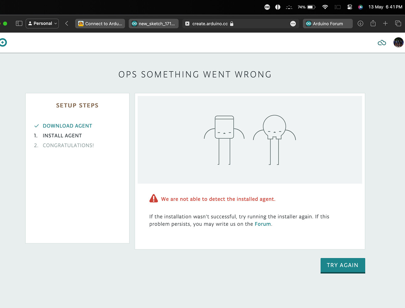 Unable to detect the installed agent fro Iot Cloud on mac m2 chop - Cloud IoT - Arduino Forum