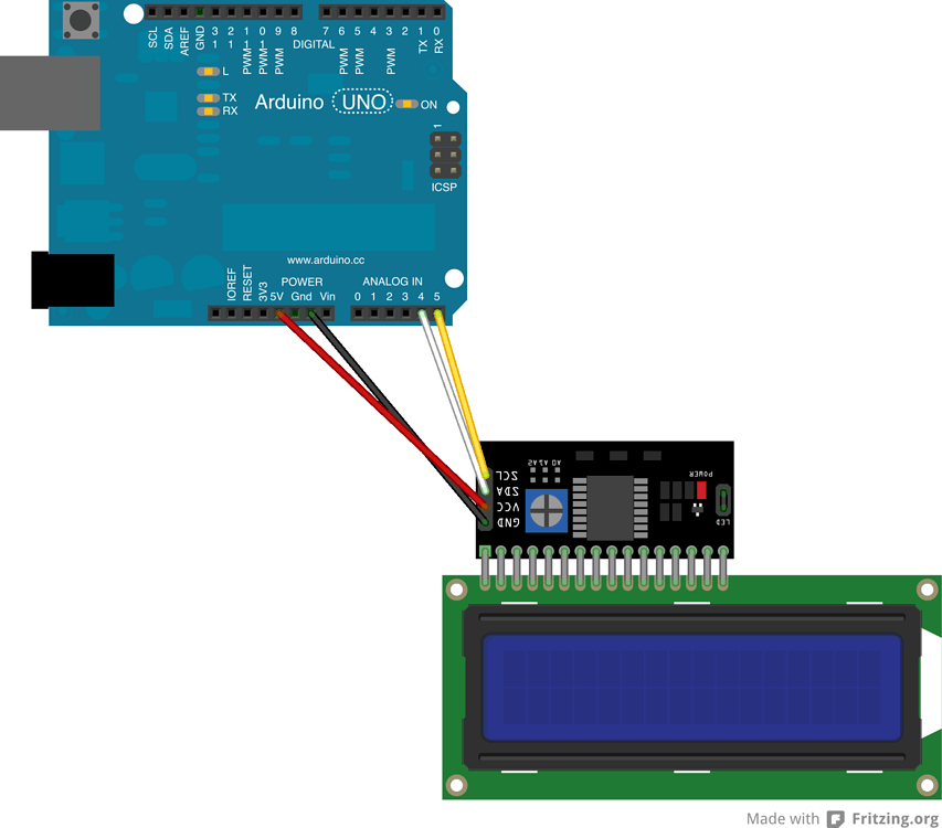 Arduino UNO r3/MEGA 2560 and LCD by I2c 16x2 and 20x4 on PCF8574T ...