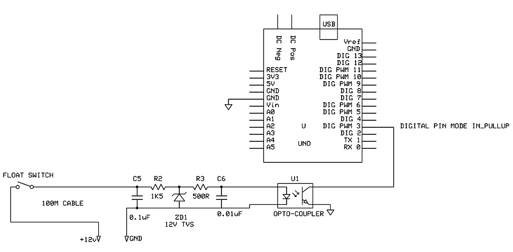 Surge protection circuit for optocoupled arduino digital input ...