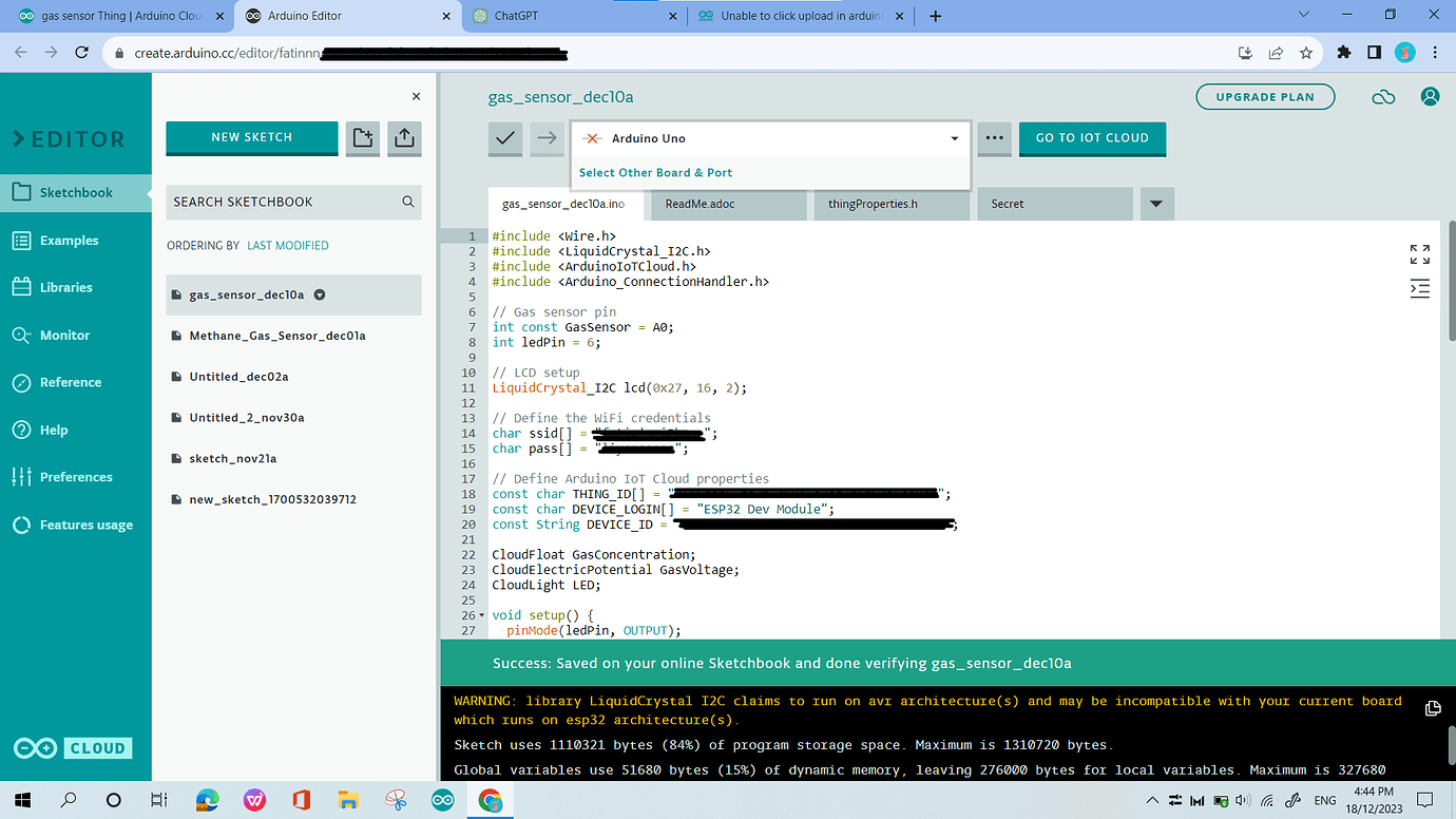 Unable to click upload in arduino iot cloud - Cloud Editor - Arduino Forum